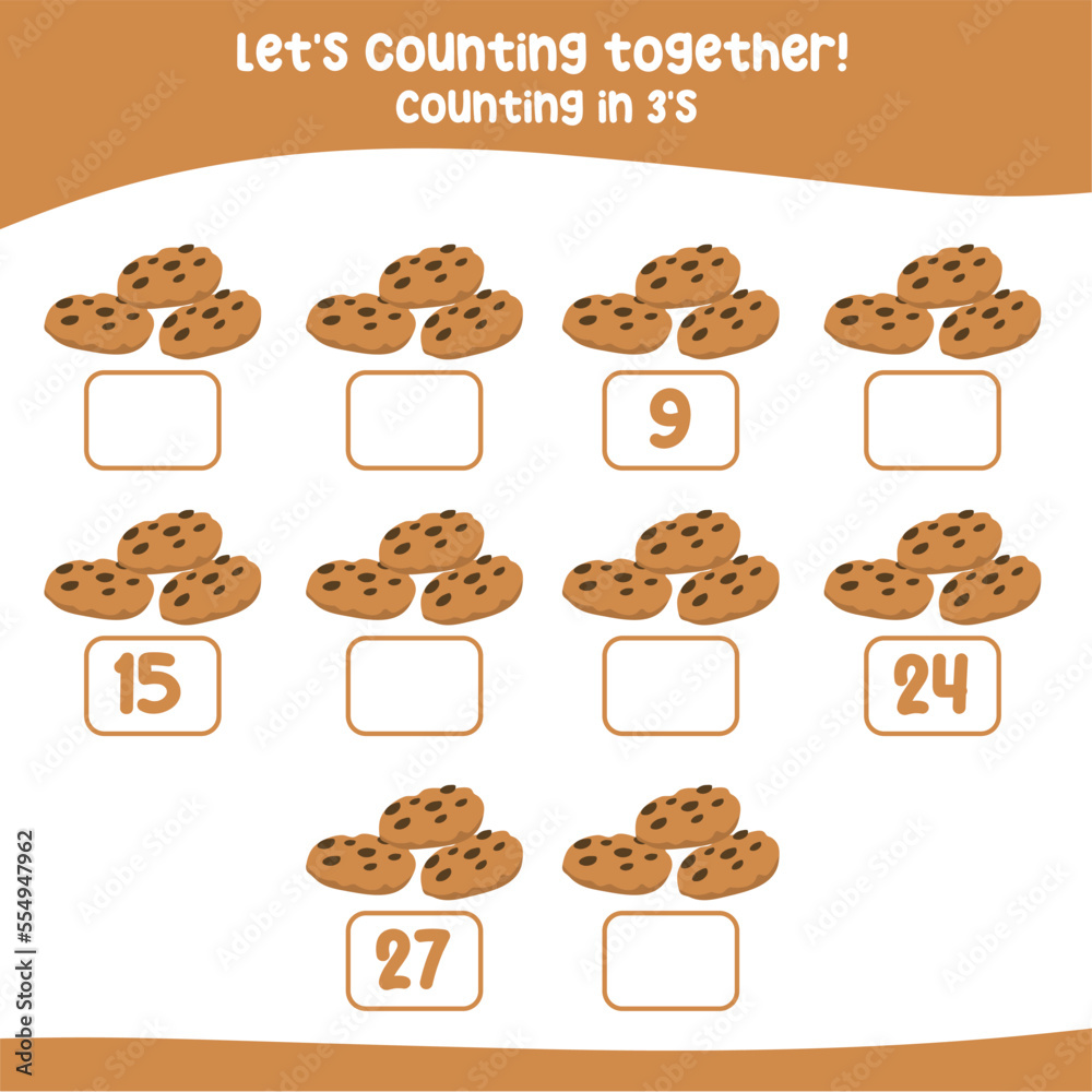 Vector de Stock Counting by three's the Christmas Elements. practising ...