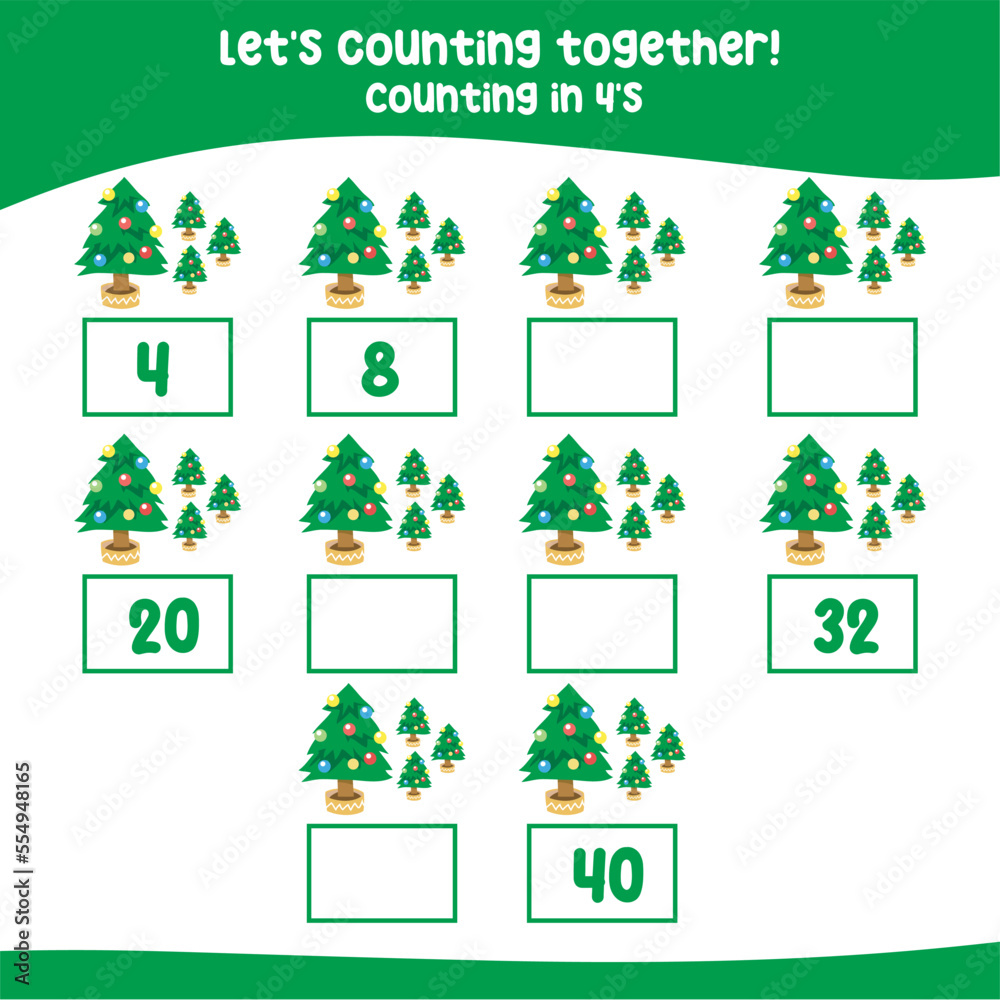 Vector de Stock Counting by four's the Christmas elements. practising ...