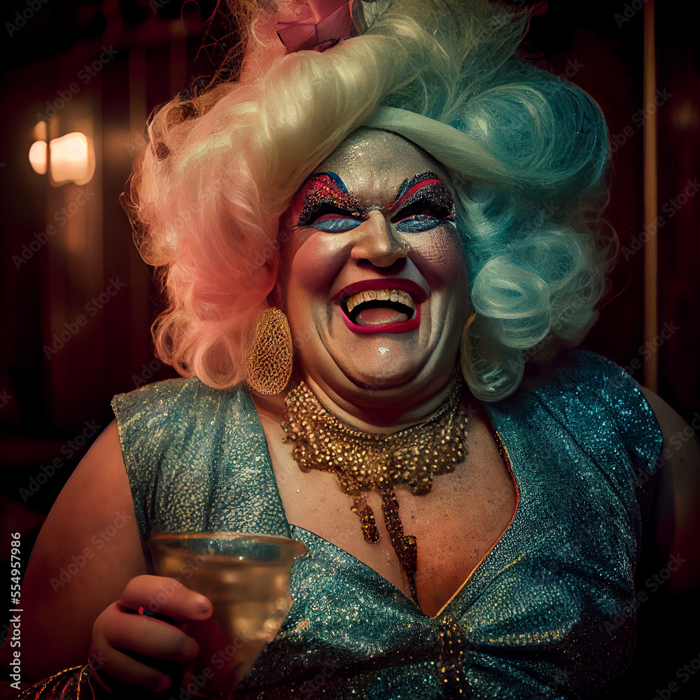 happy & drunk drag queen Stock Illustration | Adobe Stock