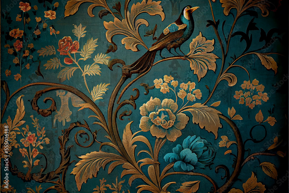 ancient Victorian wallpaper with a romantic feel ideal for backgrounds ...