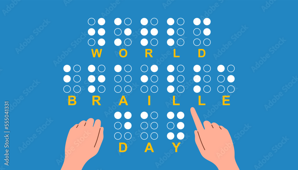 World braille day. Alphabet for blind, reading braille code signs. 4 ...