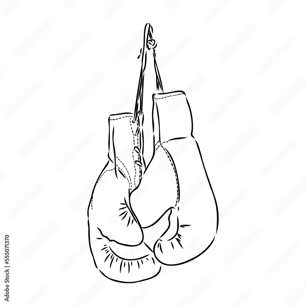 Boxing gloves sketch isolated. Sporting equipment for boxing in hand ...