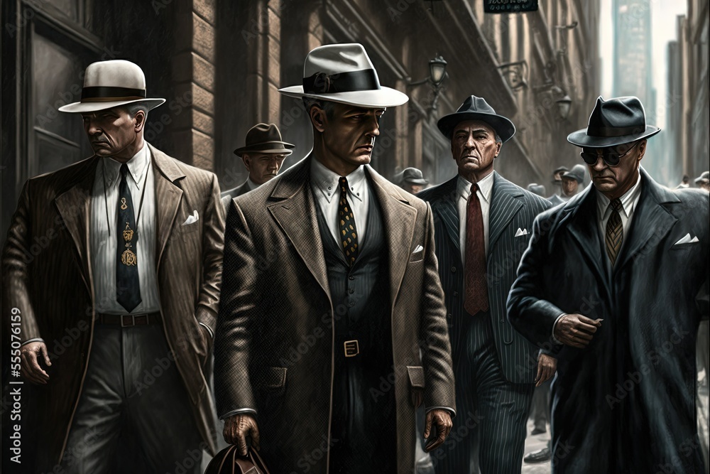 Ilustração Generative Ai, Generative, Ai, Mobsters in early deys, on ...