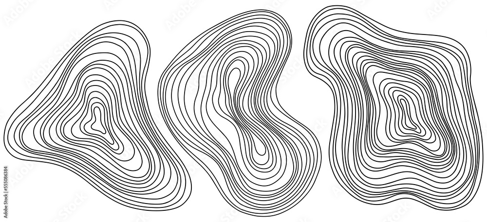 Abstract tree rings. Png topographic map concept for background. Thin ...