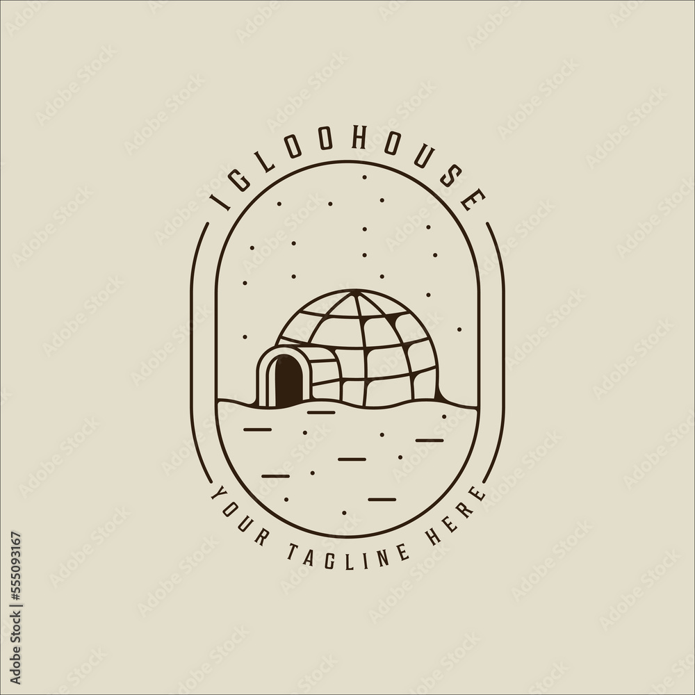 igloo house logo line art vector vintage simple illustration template ...