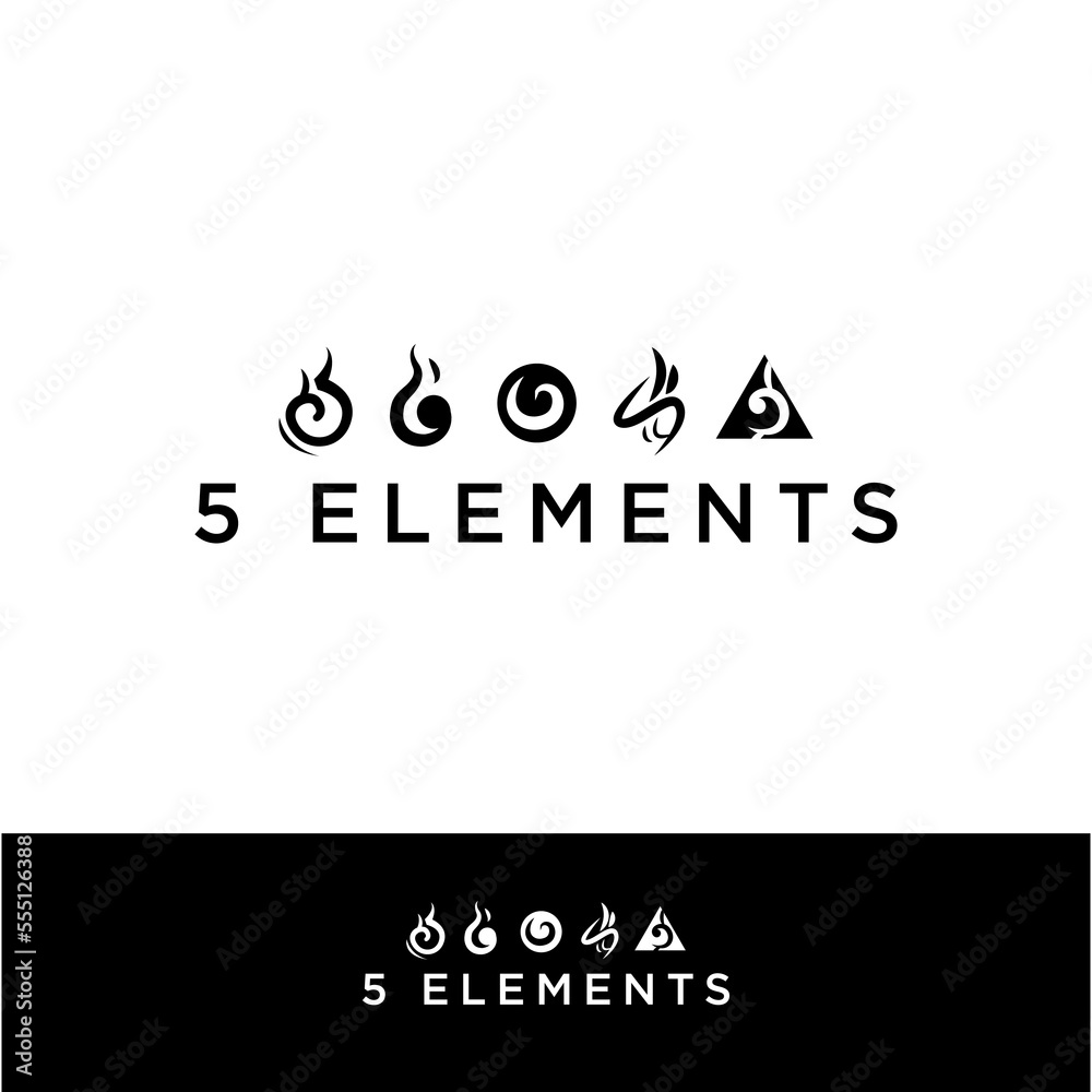 Five elements of Ayurveda vector outline illustration. Circle icon of ...