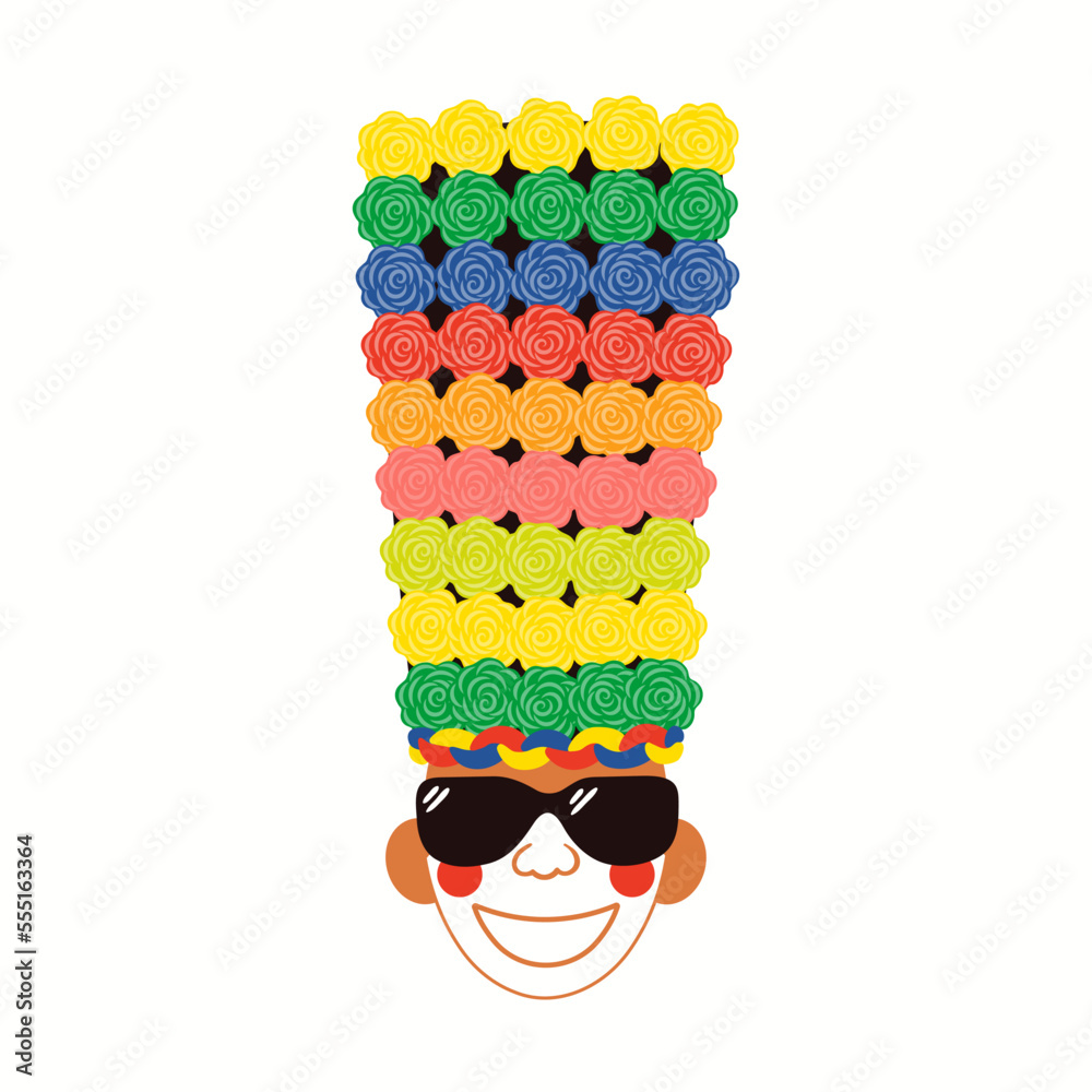 Colombian carnival traditional Congo Grande dance costume face ...