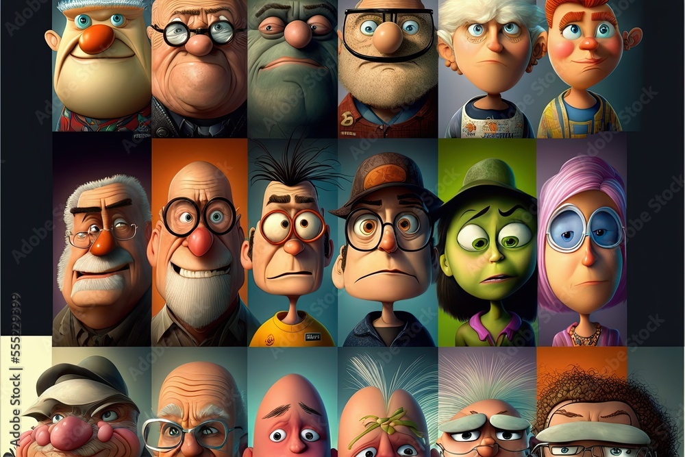 Generative Ai, Generative, Ai, Funny cartoon characters, in different ...