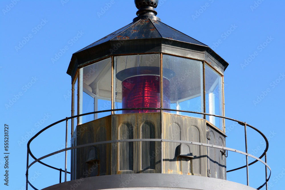 The top of the Bass Harbor Head lighthouse with its fourth order ...