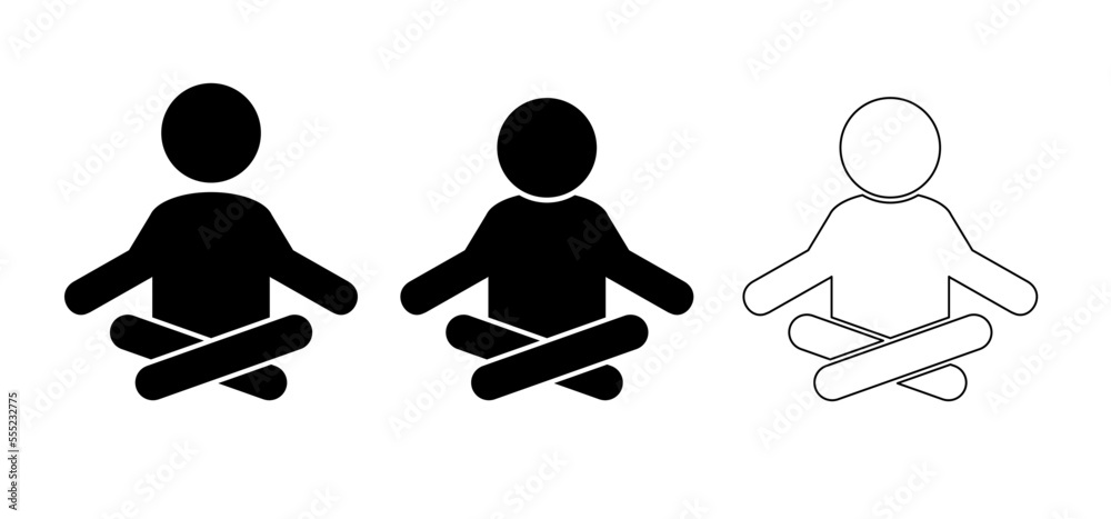 Vector de Stock Relax, meditation yoga icon or symbol. Stickman, stick ...
