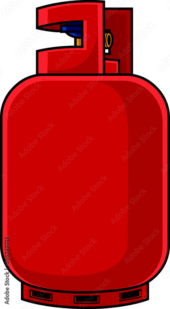 Cartoon Red Propane Tank Gas Cylinder. Hand Drawn Illustration Isolated ...