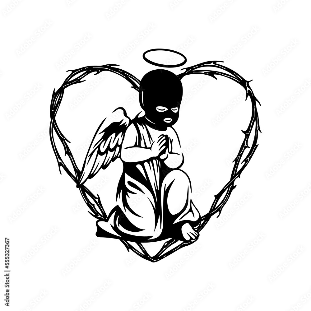 vector illustration of little angel with wings concept Stock Vector ...