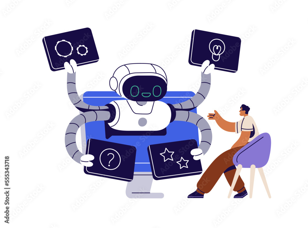 AI robot assistant supporting online. Chatterbot and customer ...