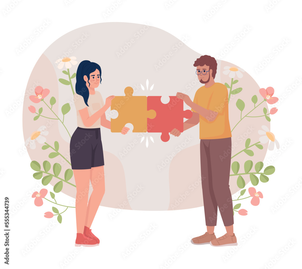 Couple fixing relationship flat concept vector illustration. Supportive ...
