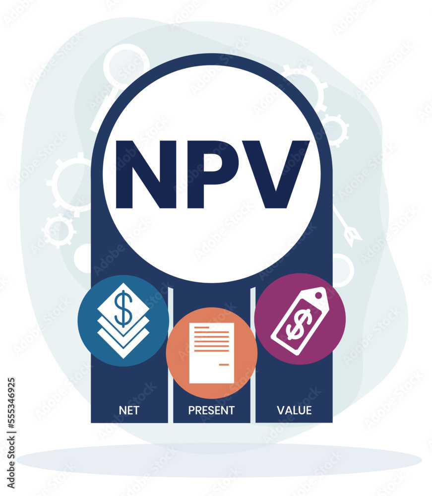 NPV - net present value. acronym business concept. vector illustration ...