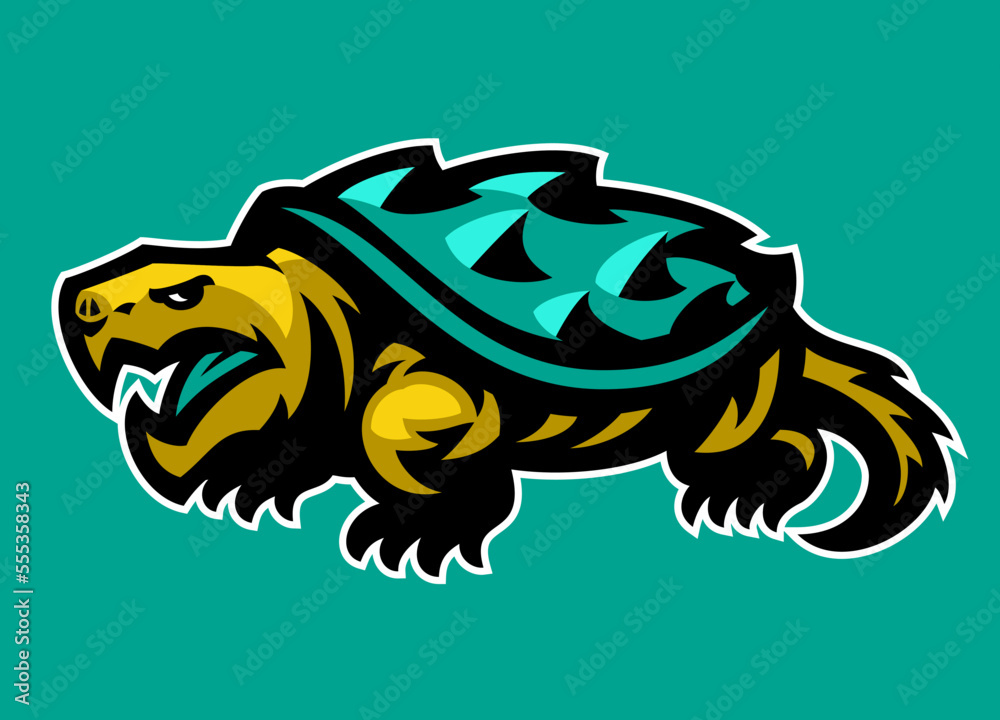 Snapping Turtle Bold Line Sport Style Logo Stock Vector | Adobe Stock