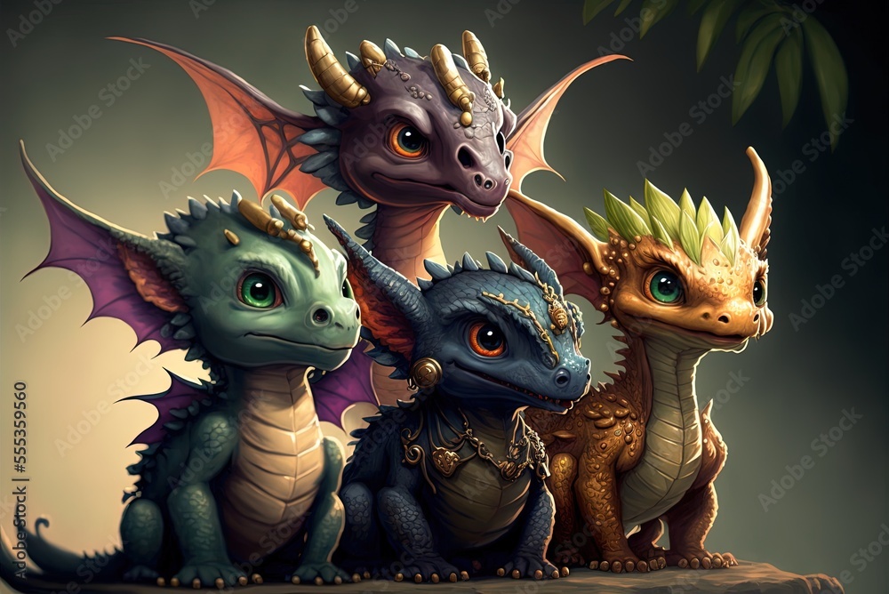 Animated series featuring a slew of adorable dragons. Generative AI ...