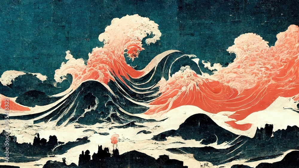 Modern, retro, traditional and classic Japanese Ukiyo-e style design ...