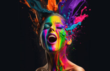 Paint Splashed Woman's Face Free Stock Photo - Public Domain Pictures