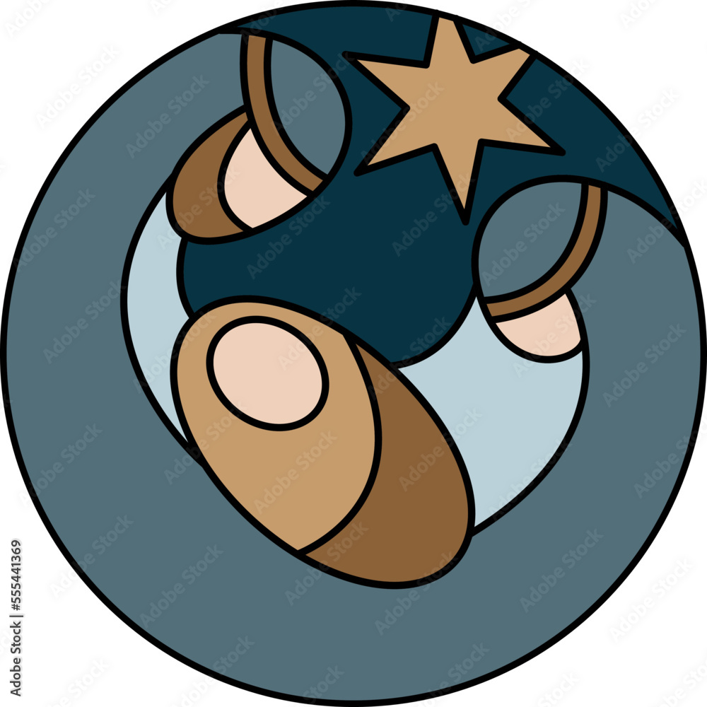 Vector color Christmas Christian religious Nativity Scene of baby Jesus ...