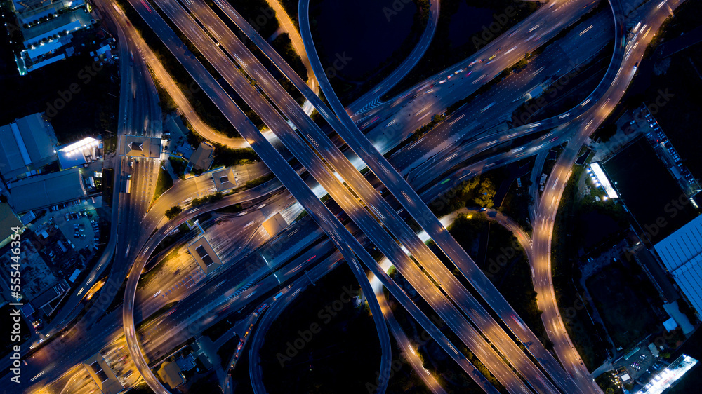 Aerial drone photo of ring road multi level circular junction road ...