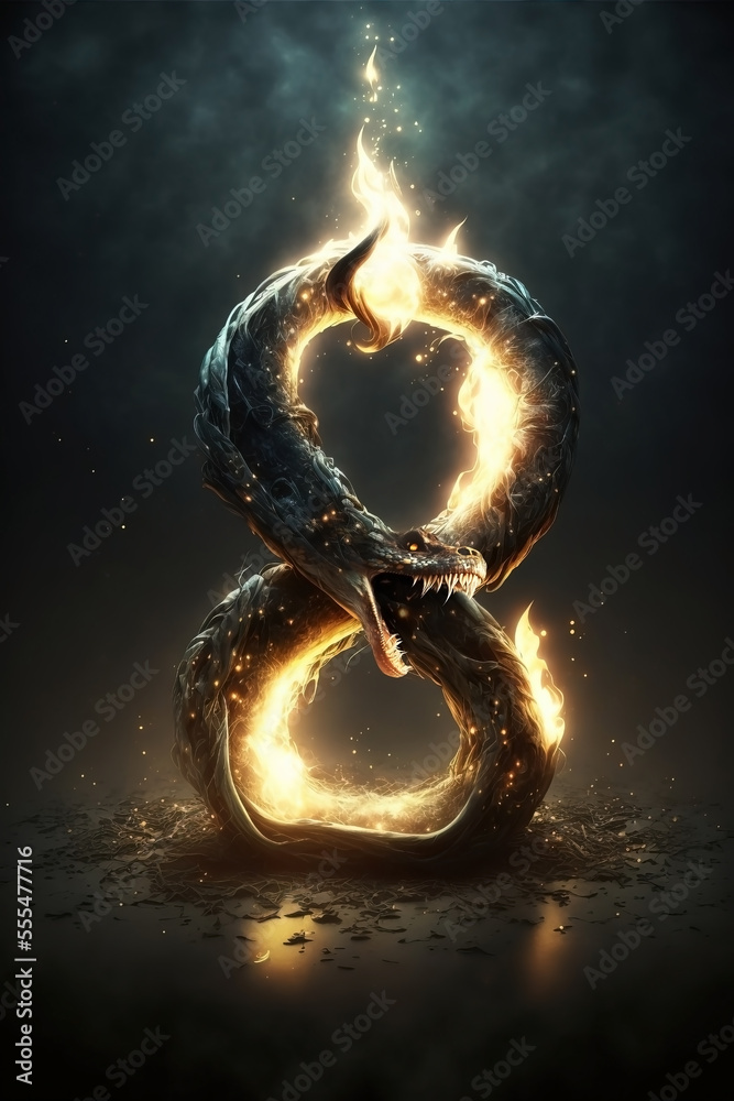 Illustration Stock ouroboros or uroboros. ancient symbol depicting a ...