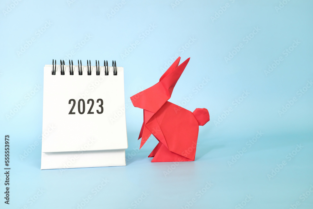 Chinese new year 2023 year of the rabbit concept. 2023 desk calendar ...