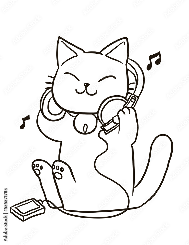 Ilustración de Stock cat cartoon doodle kawaii anime coloring page cute ...