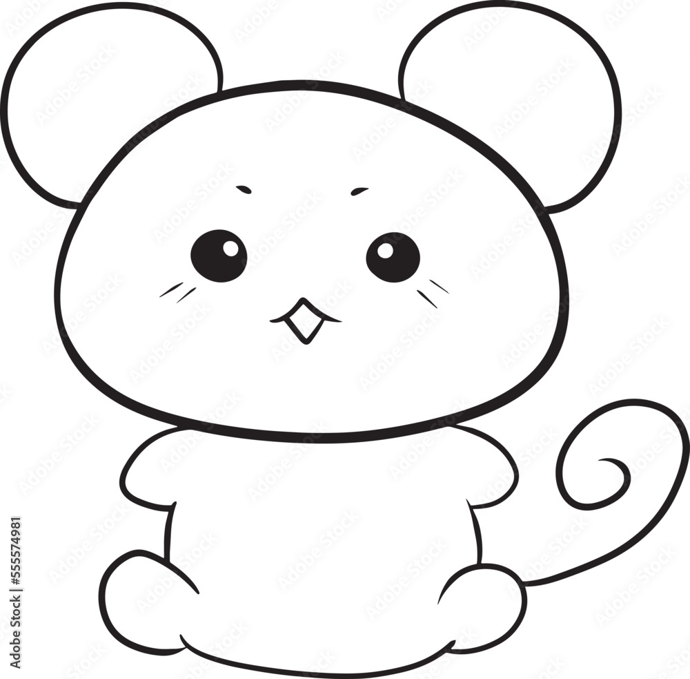 rat cartoon doodle kawaii anime coloring page cute illustration drawing ...