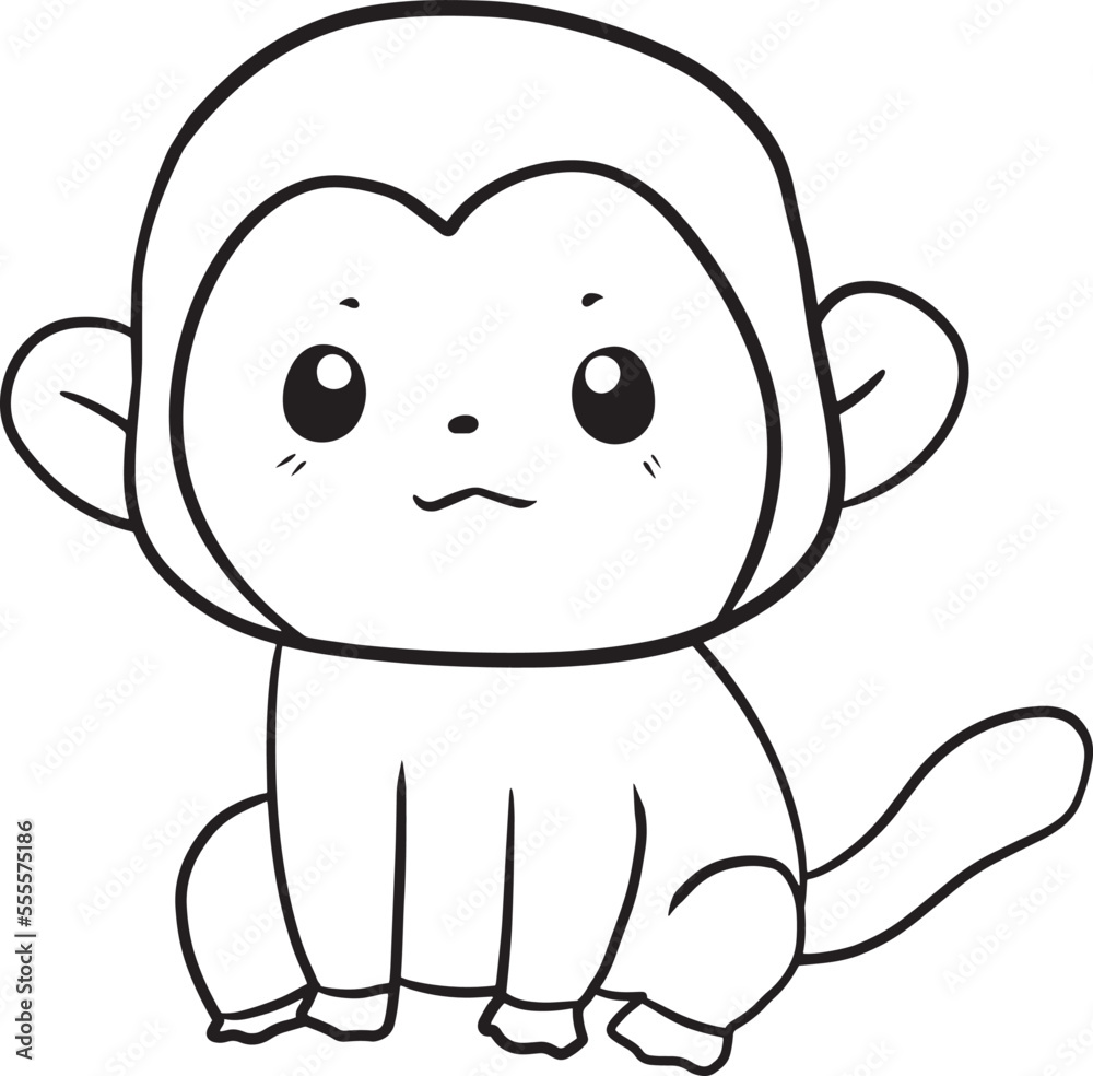 monkey cartoon doodle kawaii anime coloring page cute illustration ...
