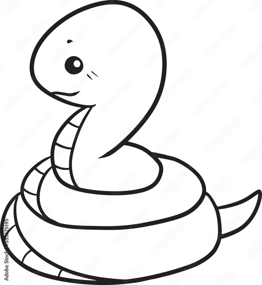 snake cartoon doodle kawaii anime coloring page cute illustration ...