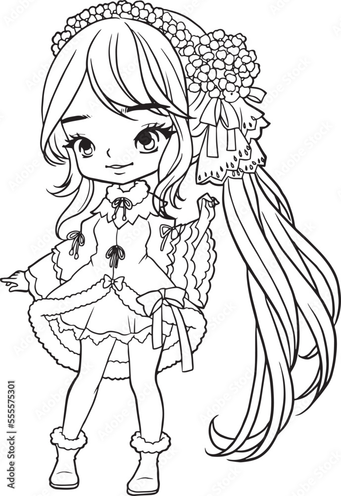 princess cartoon doodle kawaii anime coloring page cute illustration ...