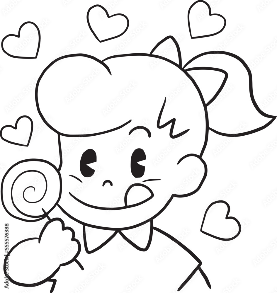 girl candy cartoon doodle kawaii anime coloring page cute illustration ...