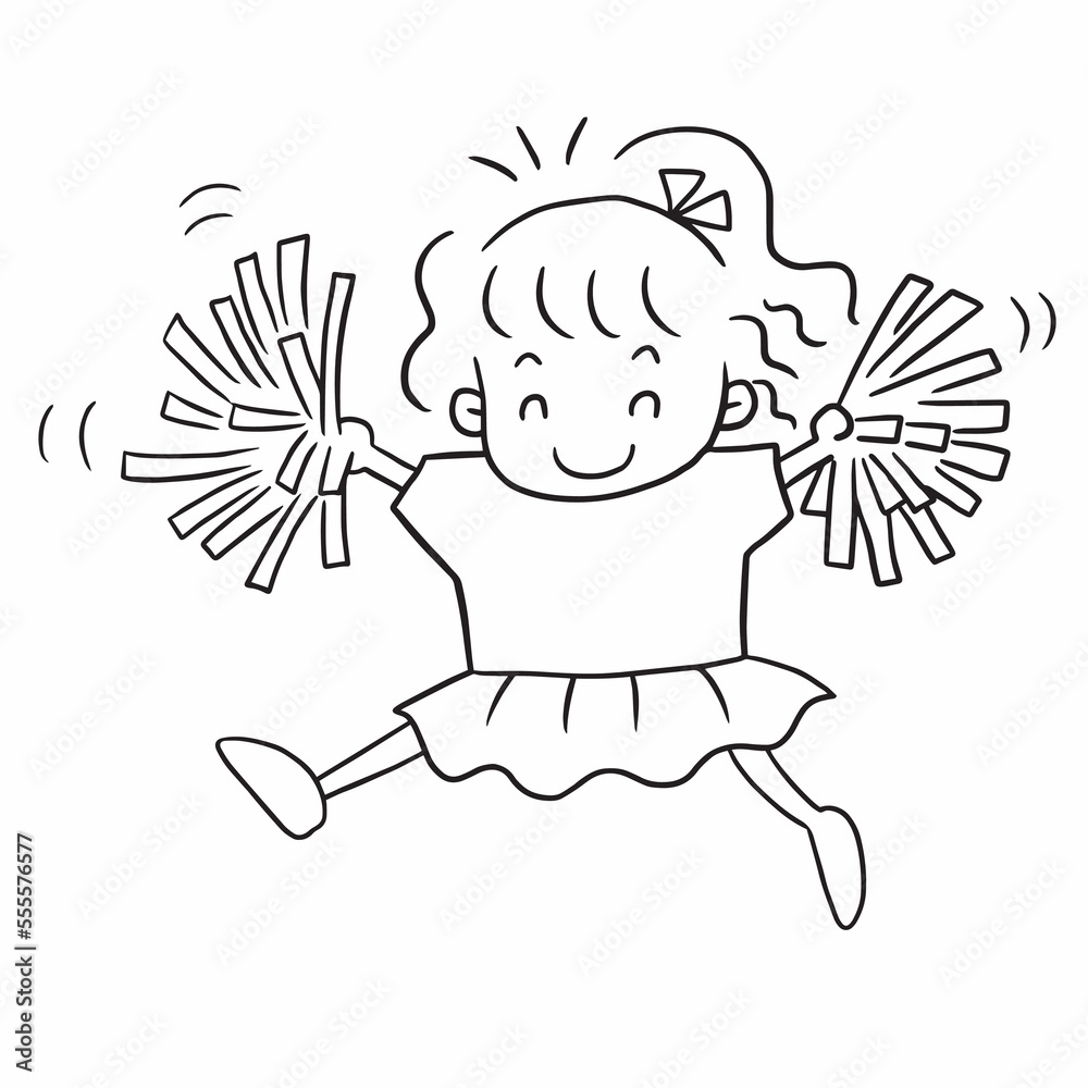 Vector de Stock cheering girl cartoon doodle kawaii anime coloring page ...