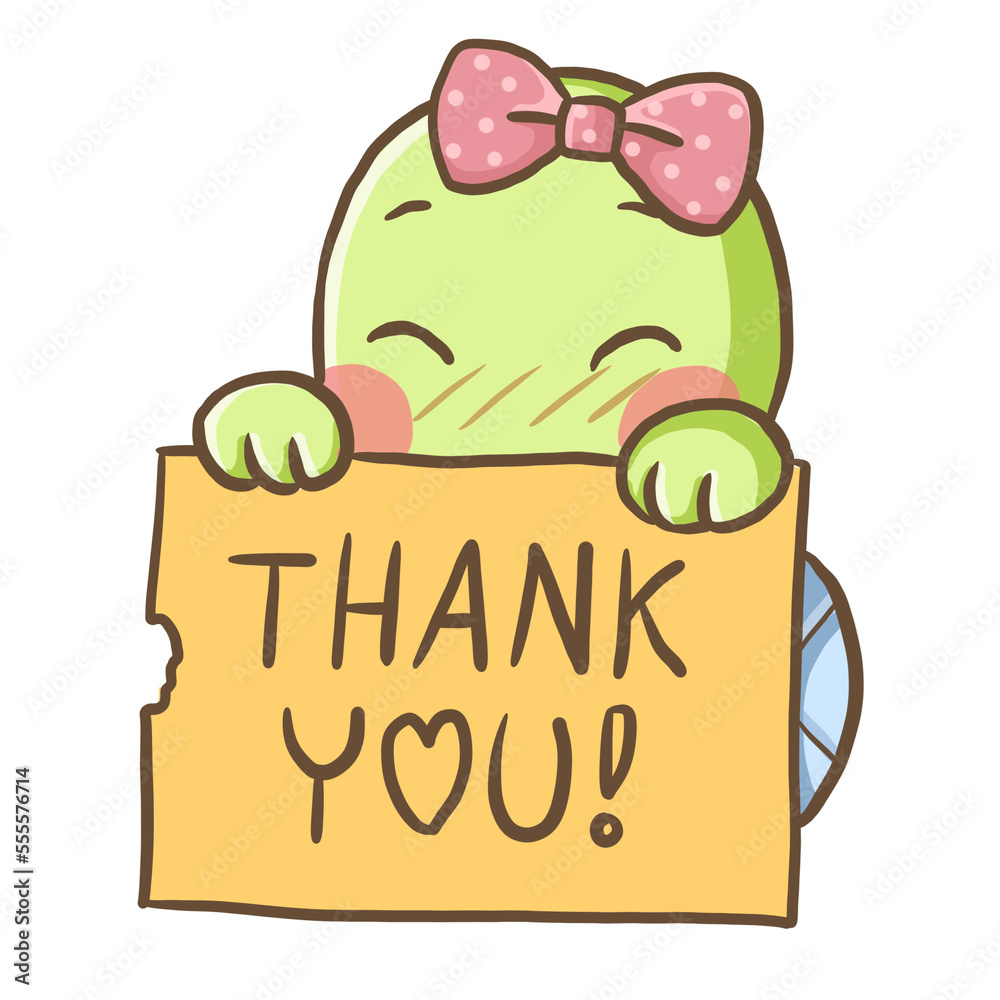 Ilustración de Stock turtle label thank you cartoon doodle kawaii anime ...