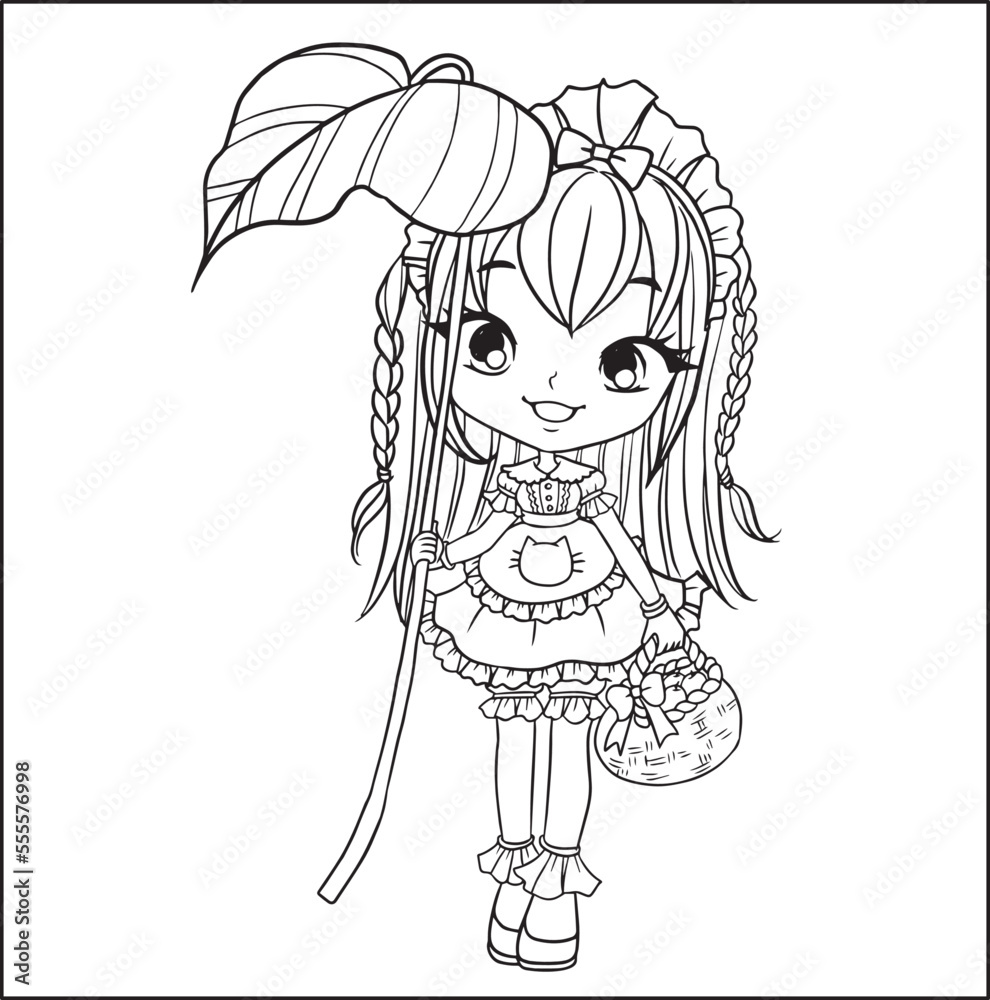 Girl cartoon doodle kawaii anime coloring page cute illustration ...