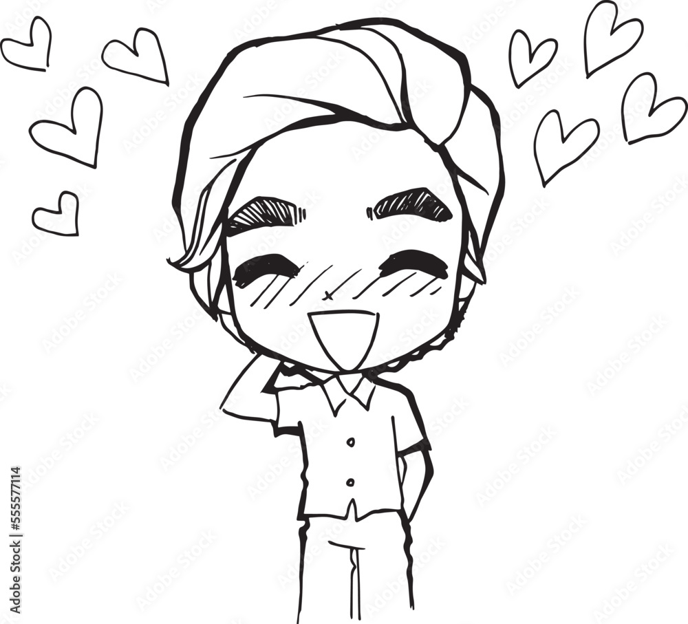 boy love cartoon doodle kawaii anime coloring page cute illustration ...