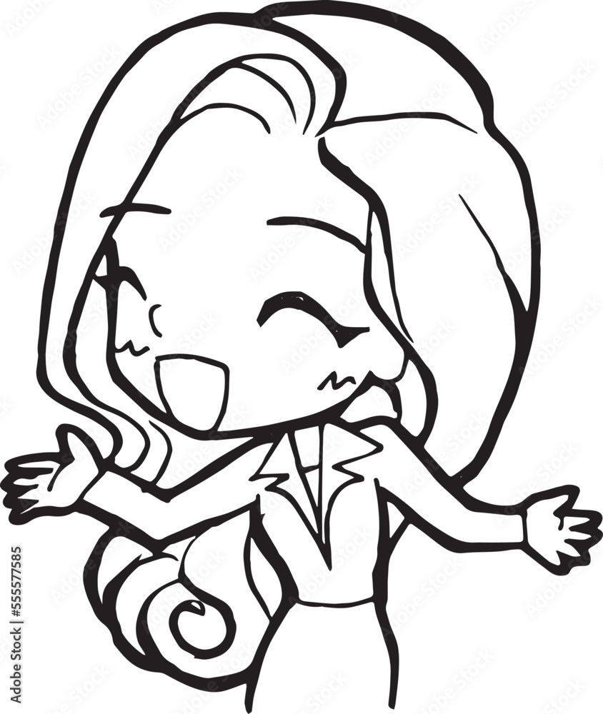 office girl cartoon doodle kawaii anime coloring page cute illustration ...