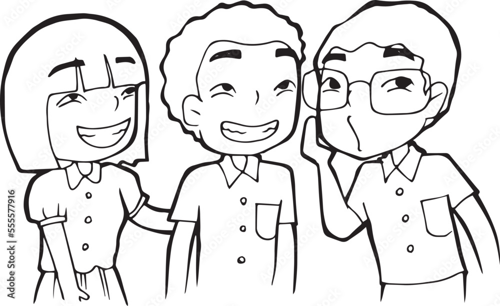 Стоковий вектор friends students talking cartoon doodle kawaii anime ...