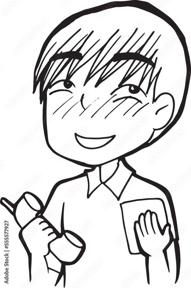 Стоковое векторное изображение «boy talking on the phone cartoon doodle ...