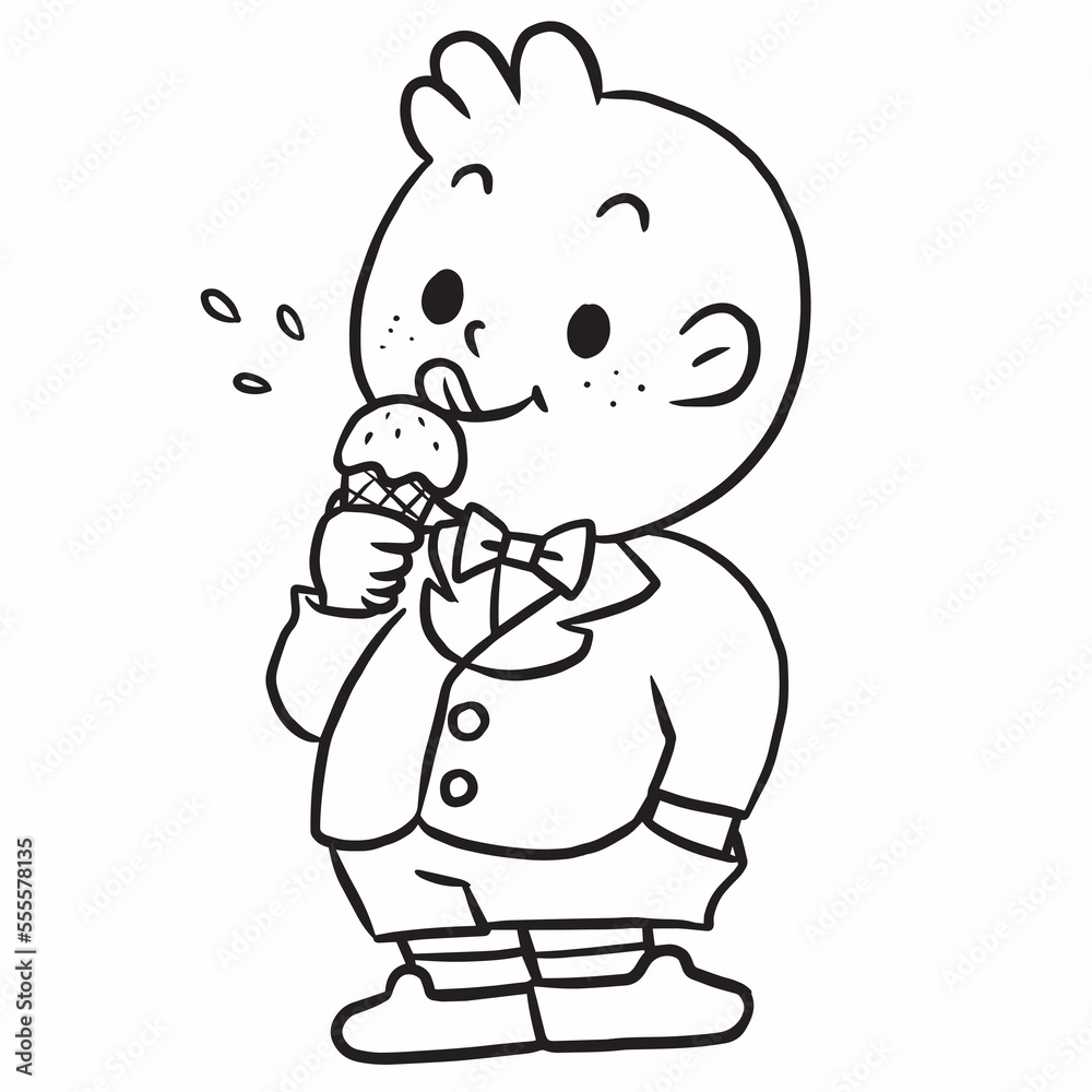 boy eating ice cream cartoon boy doodle kawaii anime coloring page cute ...