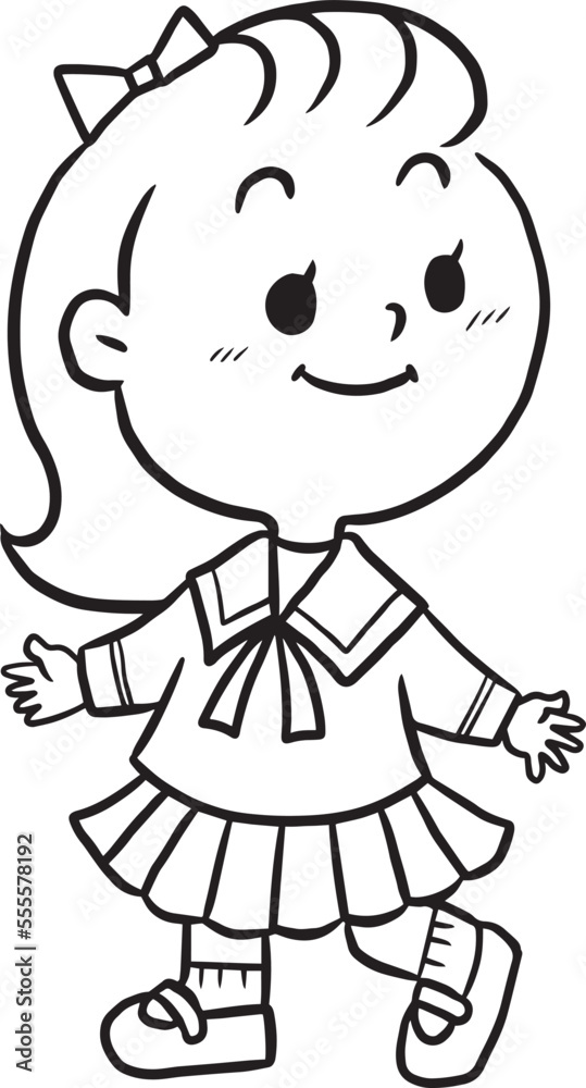cartoon girl doodle kawaii anime coloring page cute illustration ...
