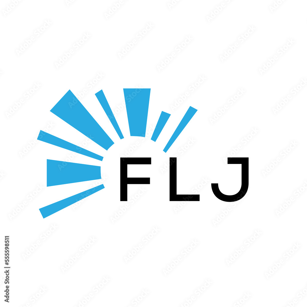 FLJ letter logo. FLJ blue image on white background and black letter ...