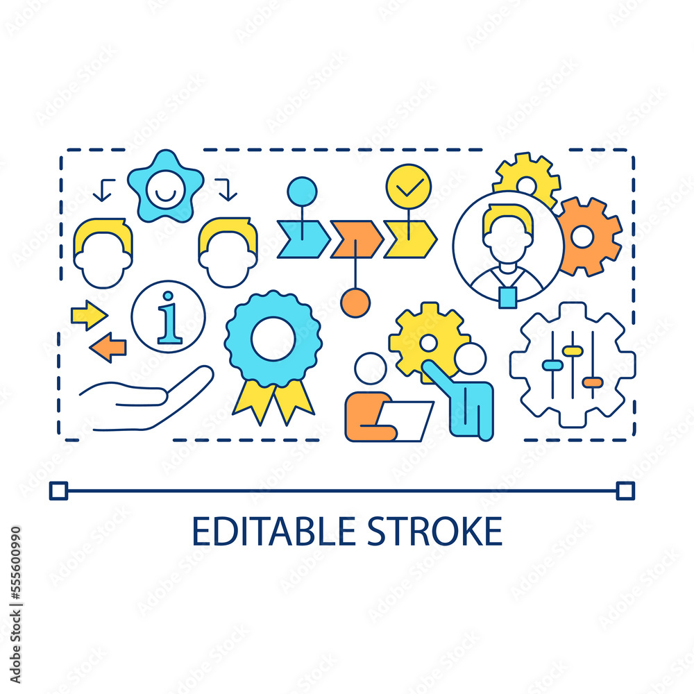 Improving employee cooperation concept icon. Boost work performance ...