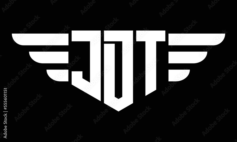 JDT three letter logo, creative wings shape logo design vector template ...