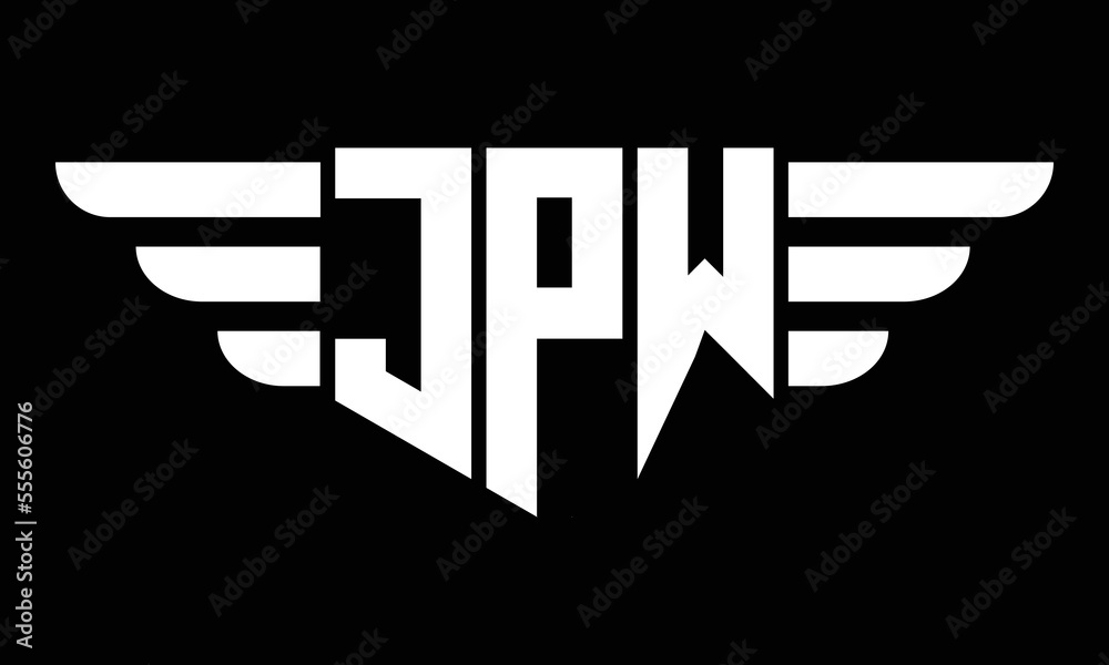 JPW three letter logo, creative wings shape logo design vector template ...