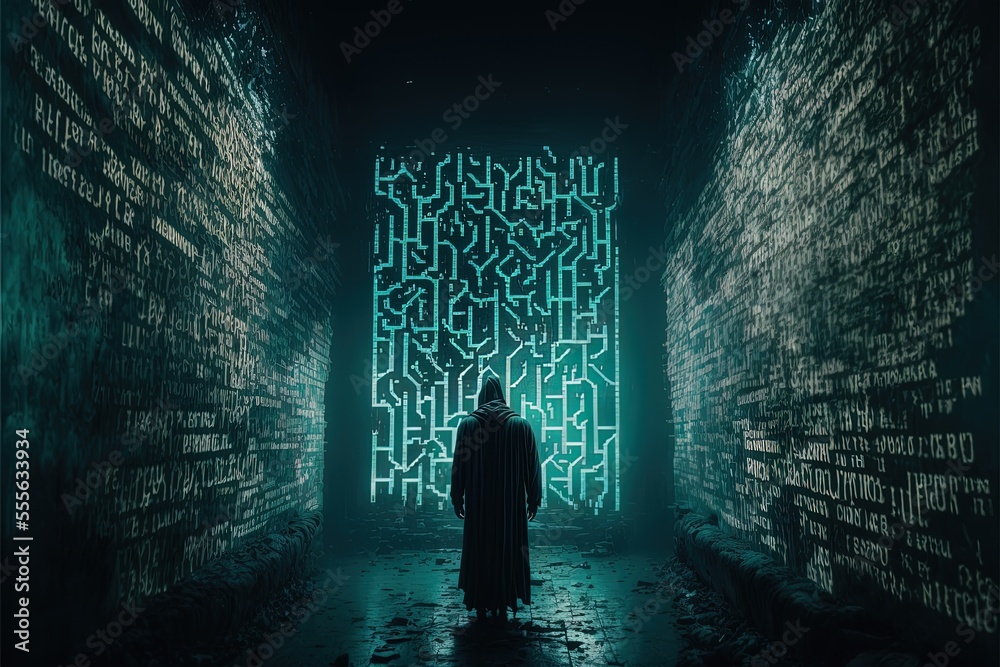 Stock-Illustration „"Mysterious AI Generated Abstract Enigma Matrix ...