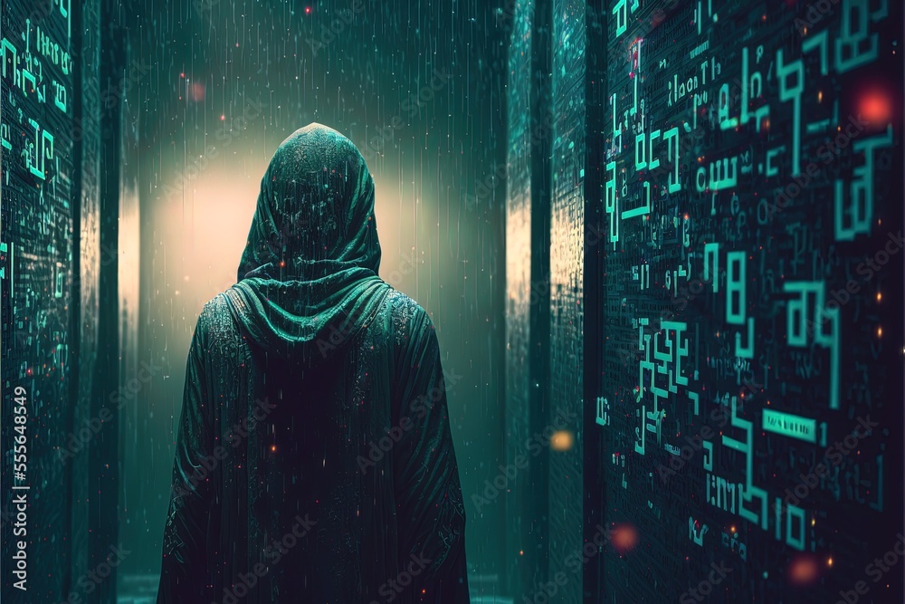 Stock-Illustration „"Mysterious AI Generated Abstract Enigma Matrix ...