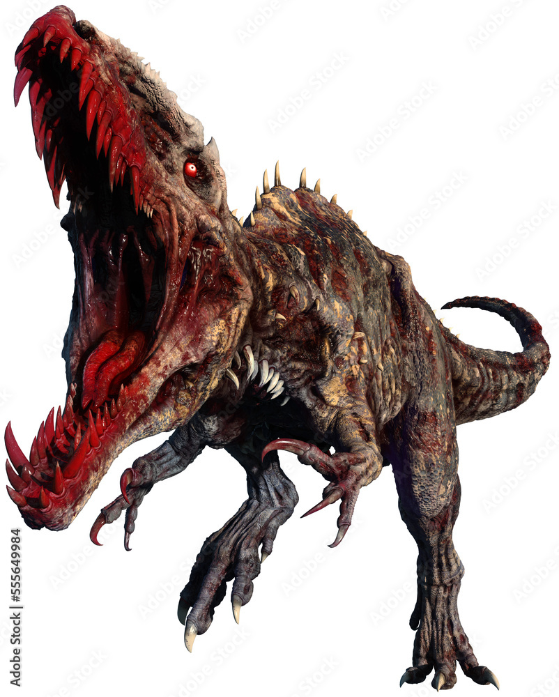 Horror zombie dinosaur 3D illustration Stock Illustration | Adobe Stock