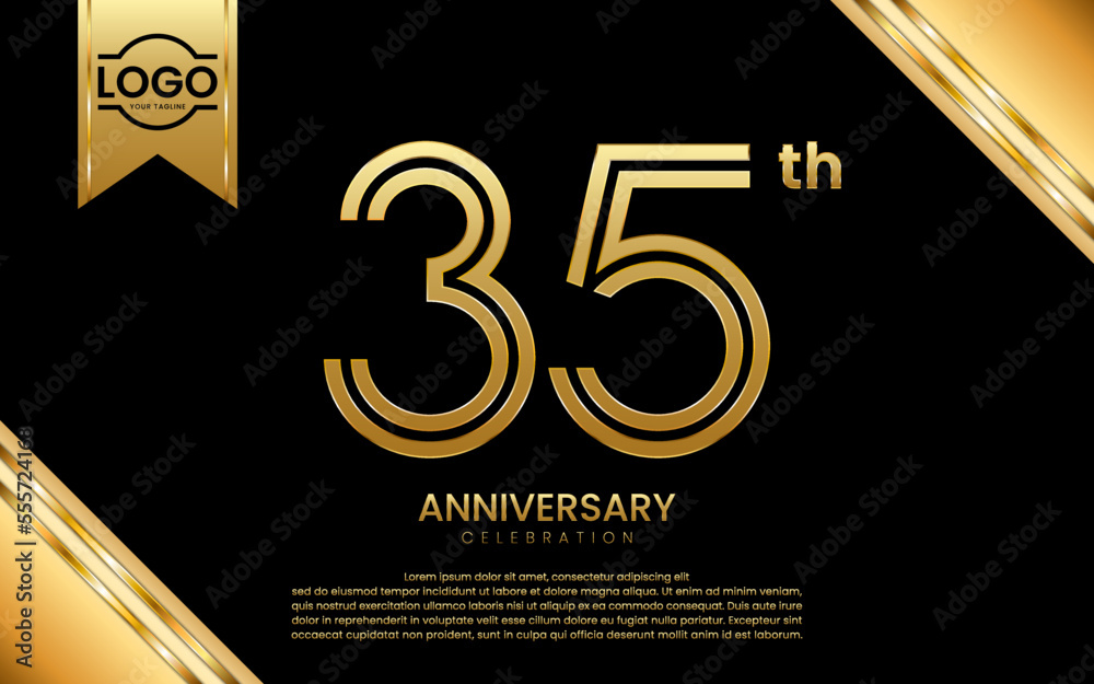 35th Anniversary Celebration. Anniversary Template Design With Gold ...